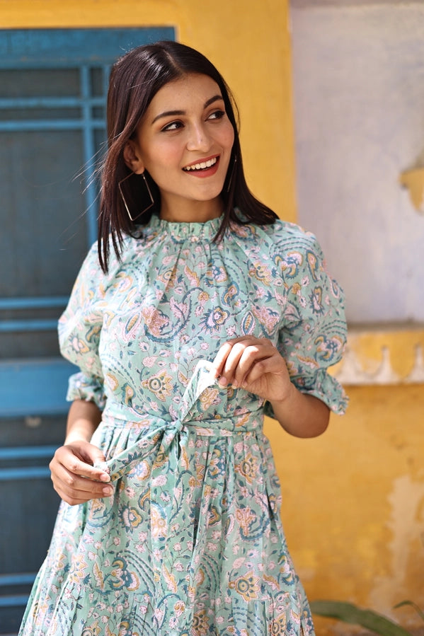 Fox + Mermaid Block Printed Dress - Sitara – Keeping Design